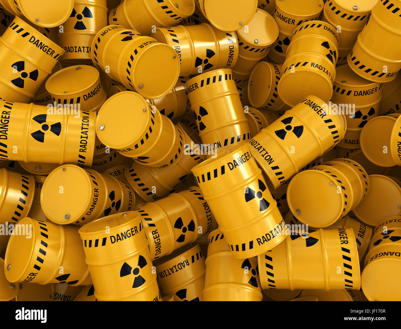 Yellow radioactive barrels Stock Photo - Alamy