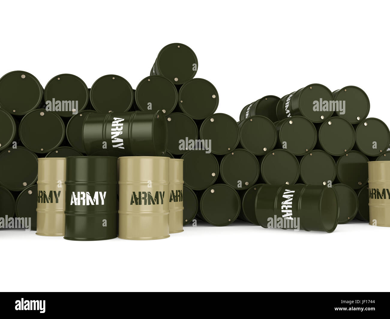 3D rendering army barrels Stock Photo - Alamy