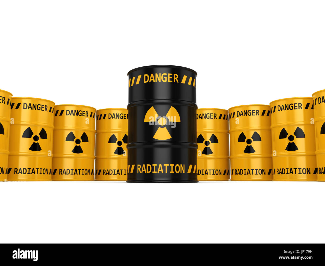Yellow and black radioactive barrels Stock Photo - Alamy