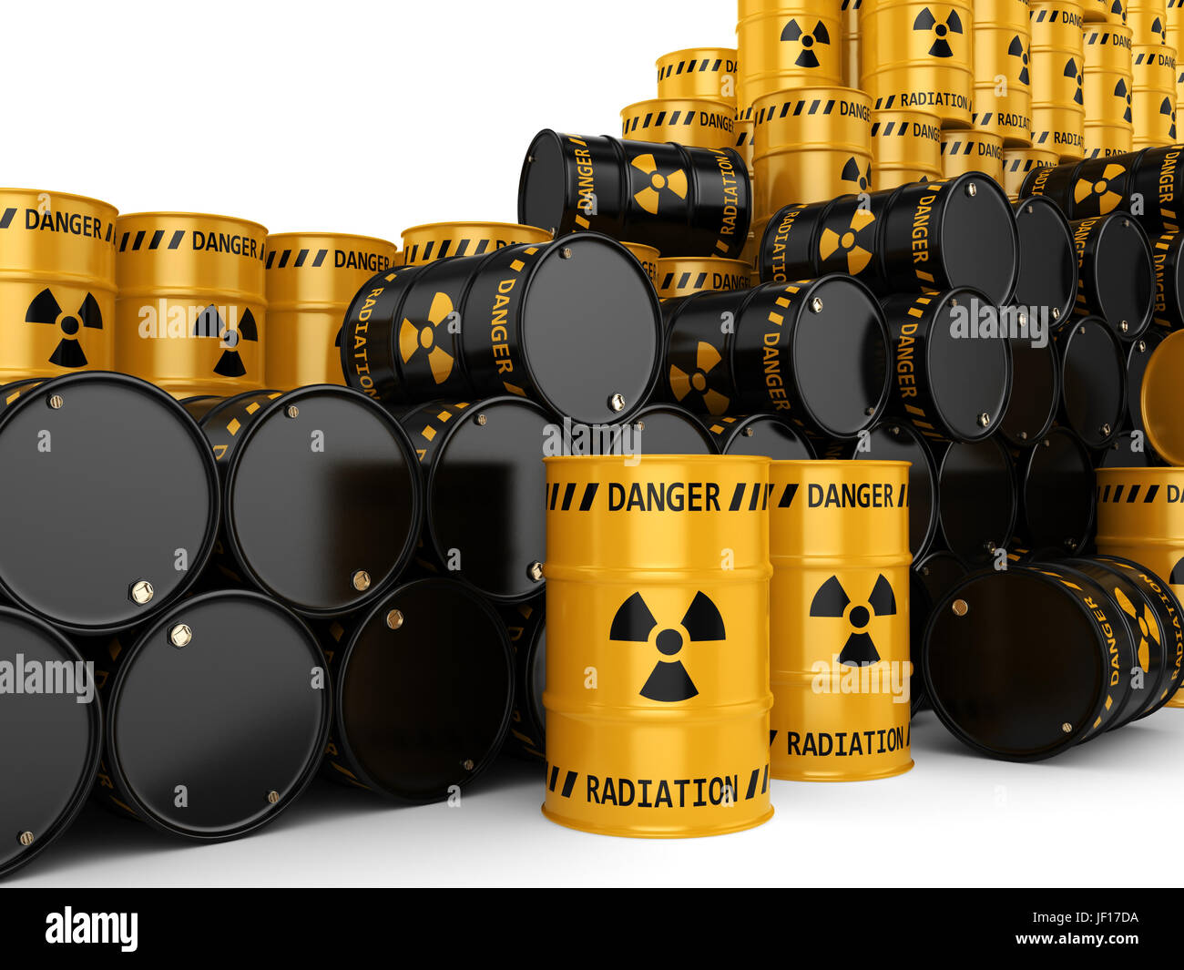 Yellow and black radioactive barrels Stock Photo - Alamy