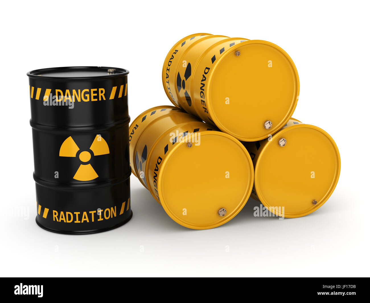 Yellow and black radioactive barrels Stock Photo - Alamy