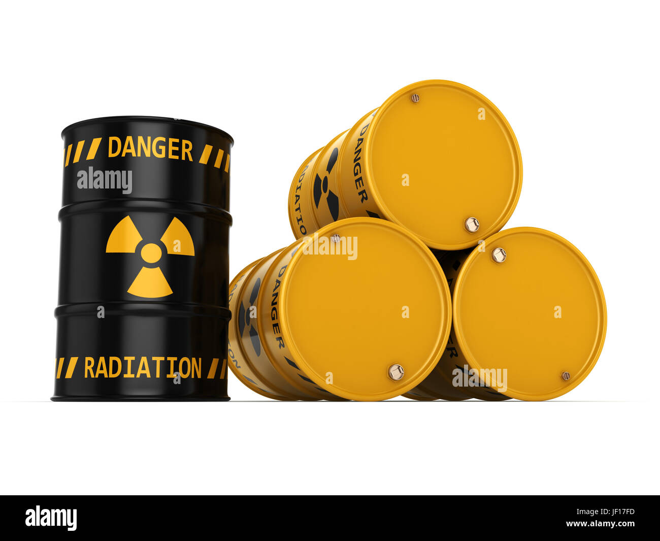 Yellow and black radioactive barrels Stock Photo - Alamy