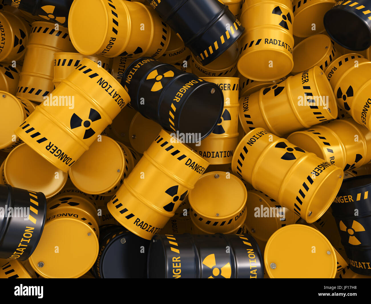 Yellow and black radioactive barrels Stock Photo - Alamy