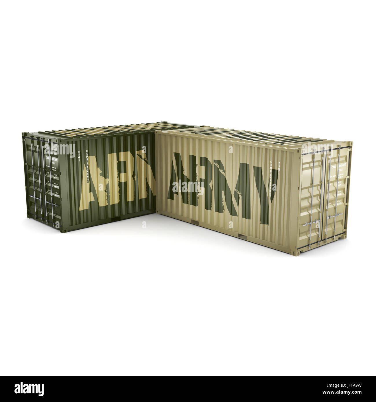 3D rendering army containers Stock Photo - Alamy