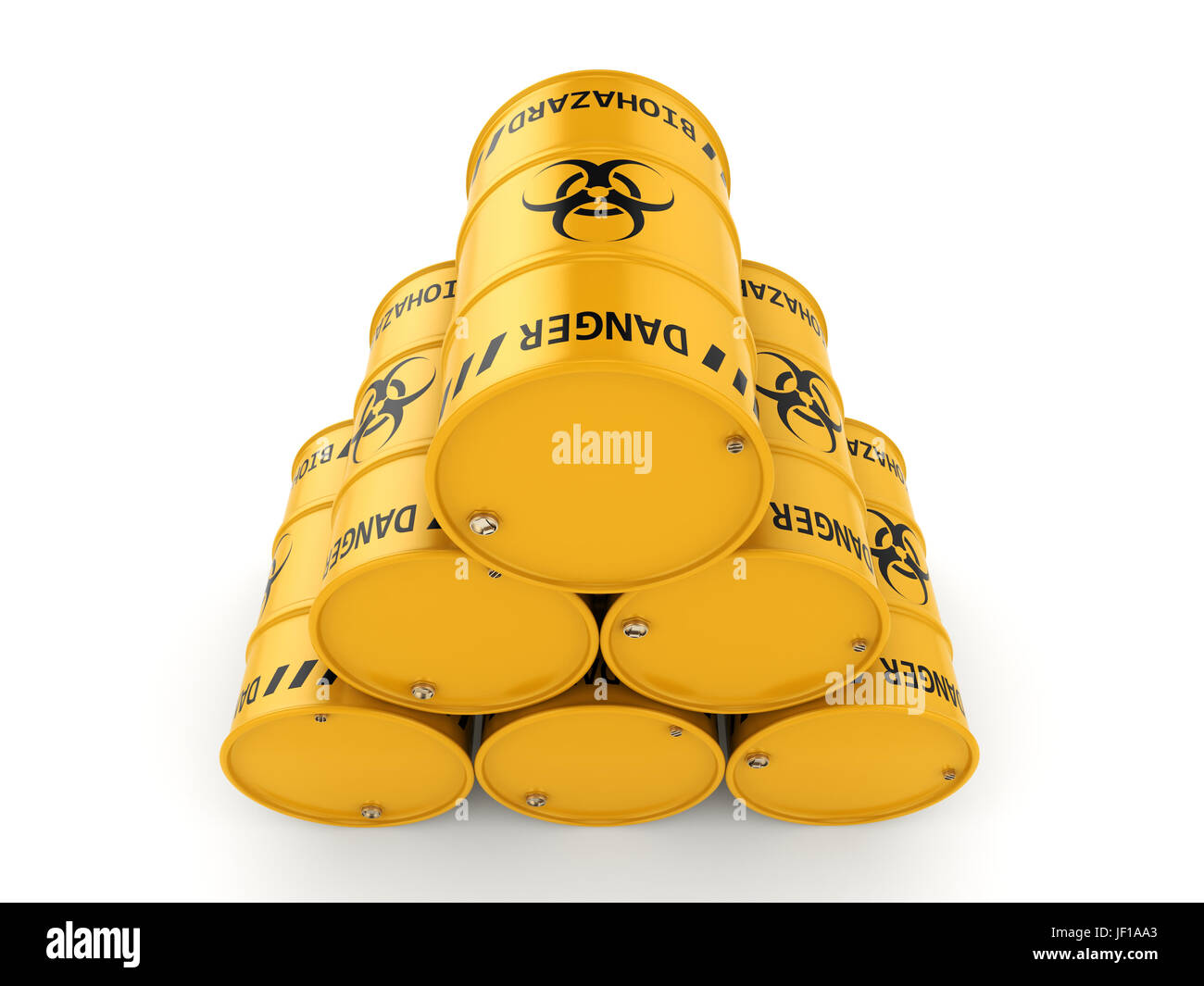 3D rendering biohazard barrels Stock Photo - Alamy