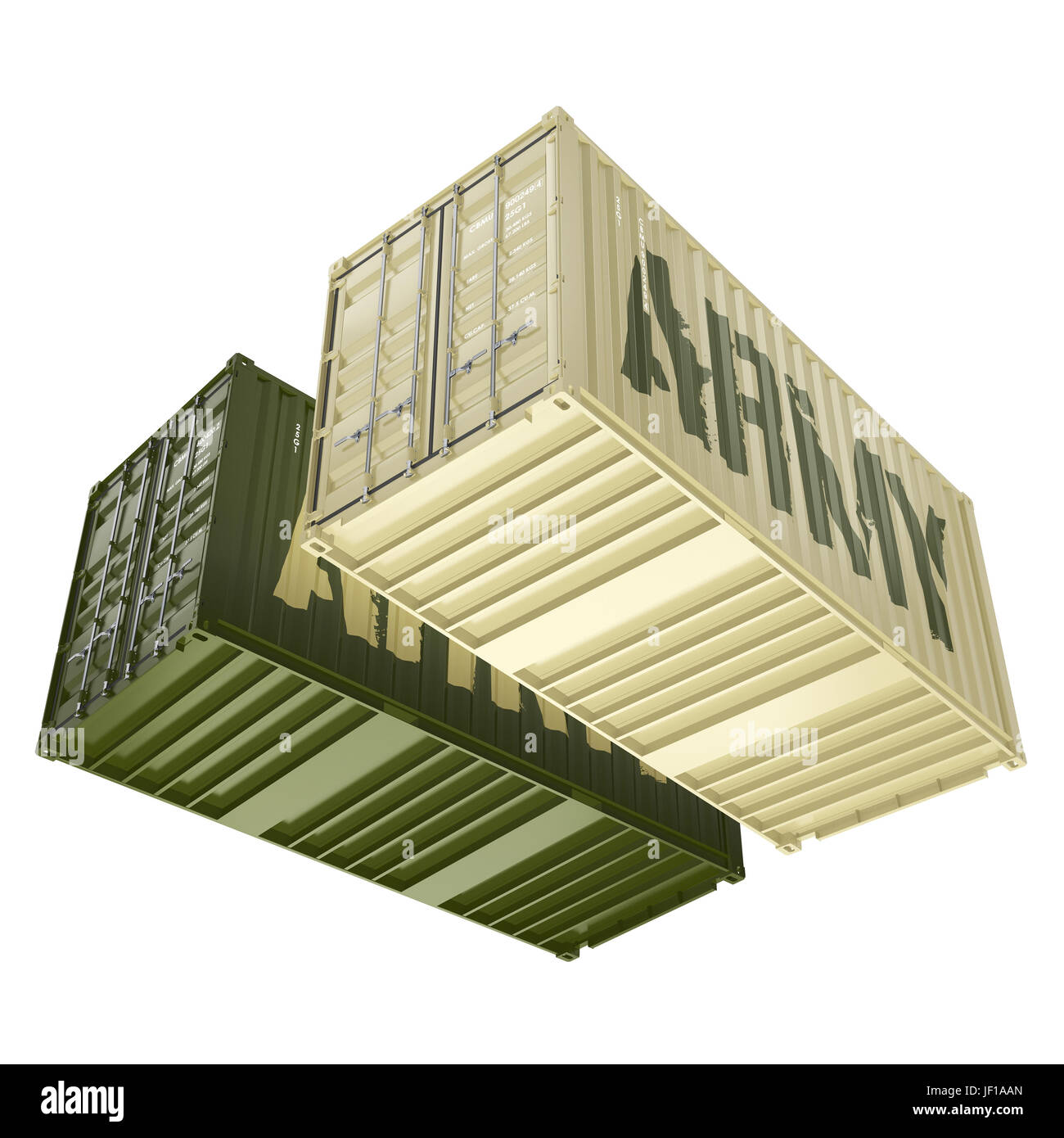 3D rendering army containers Stock Photo - Alamy