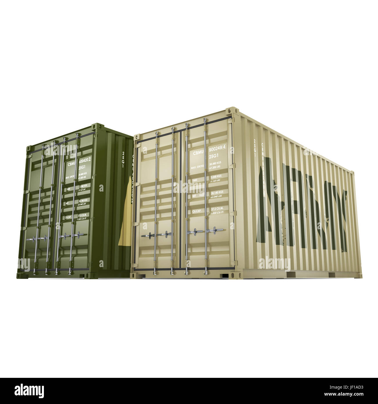 3D rendering army containers Stock Photo - Alamy