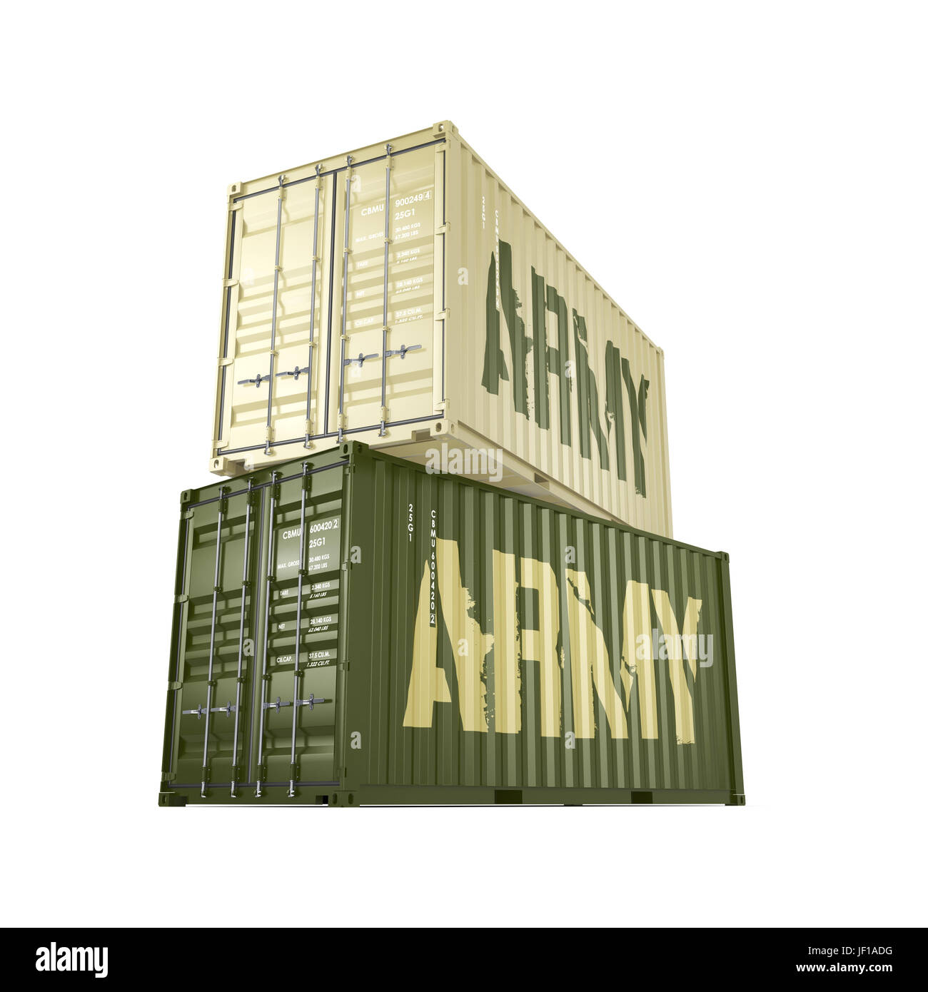 3D rendering army containers Stock Photo - Alamy