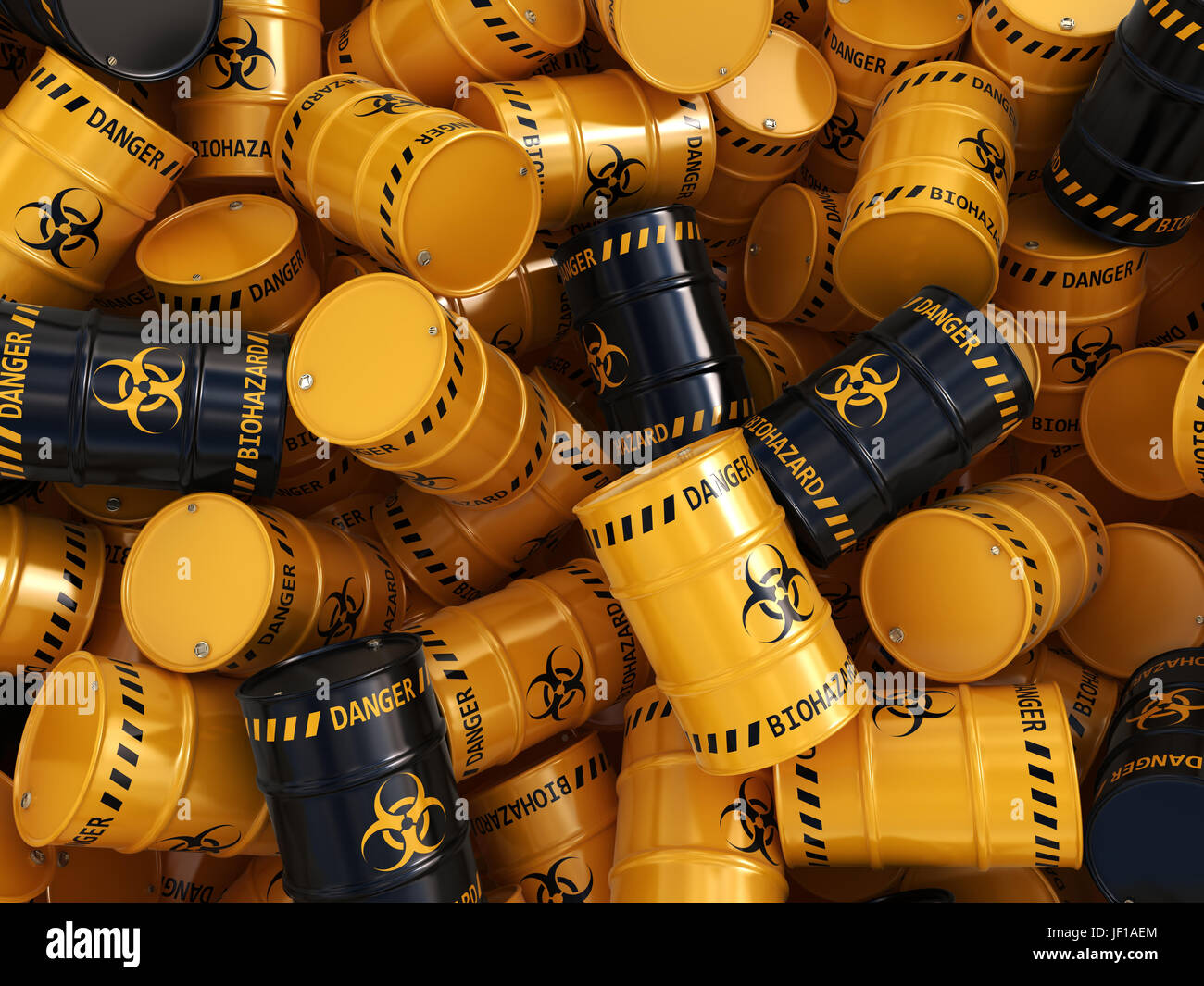 3D rendering biohazard barrels Stock Photo - Alamy