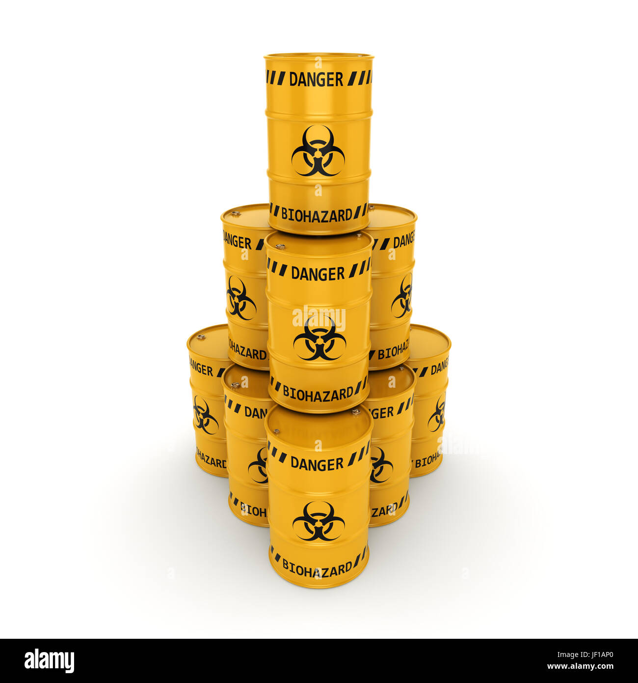 3D rendering biohazard barrels Stock Photo - Alamy