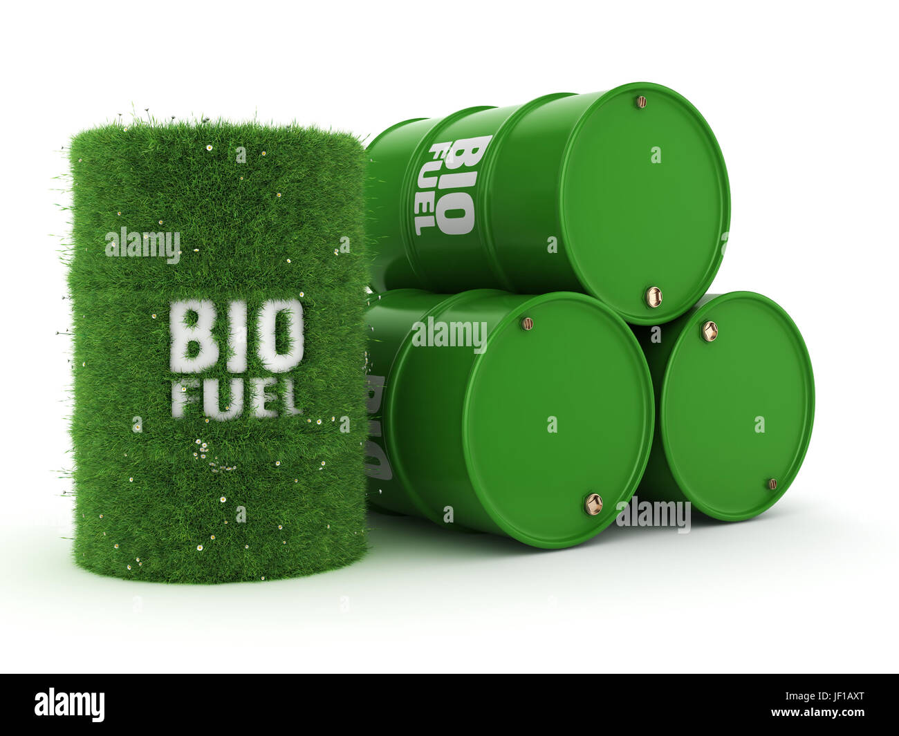 3D rendering barrels of biofuels Stock Photo - Alamy