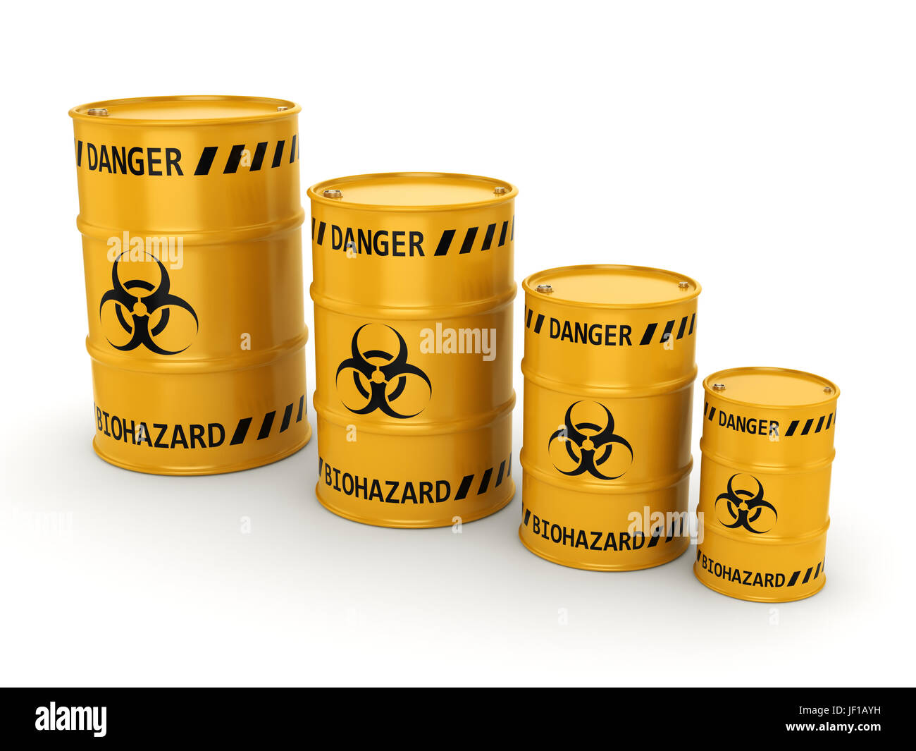 3D rendering biohazard barrels Stock Photo - Alamy