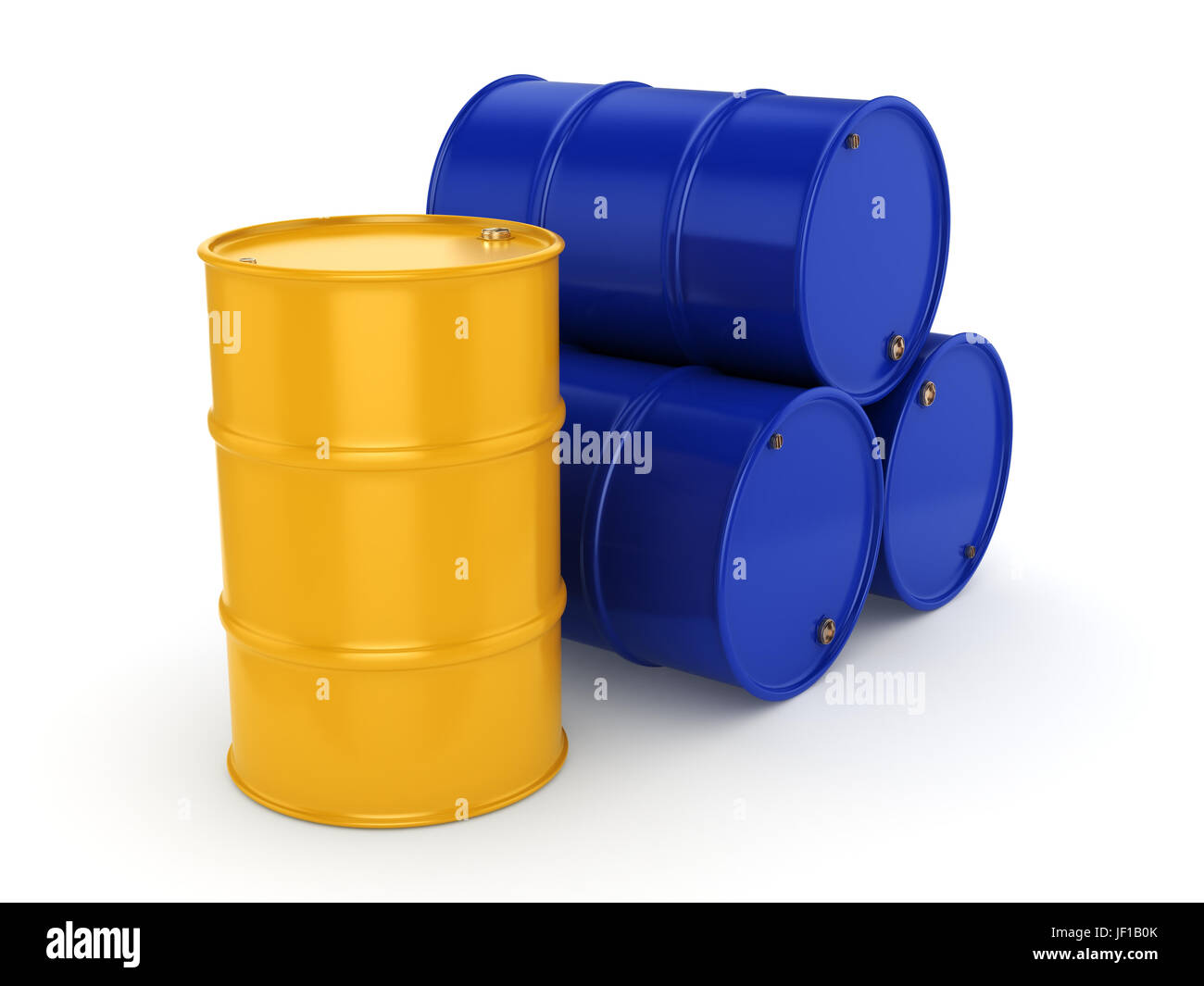 3D rendering blue and yellow barrels Stock Photo - Alamy