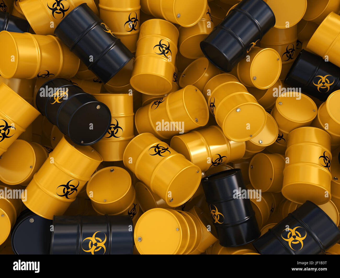 3D rendering biohazard barrels Stock Photo - Alamy