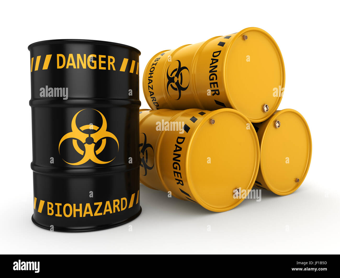 3D rendering biohazard barrels Stock Photo - Alamy