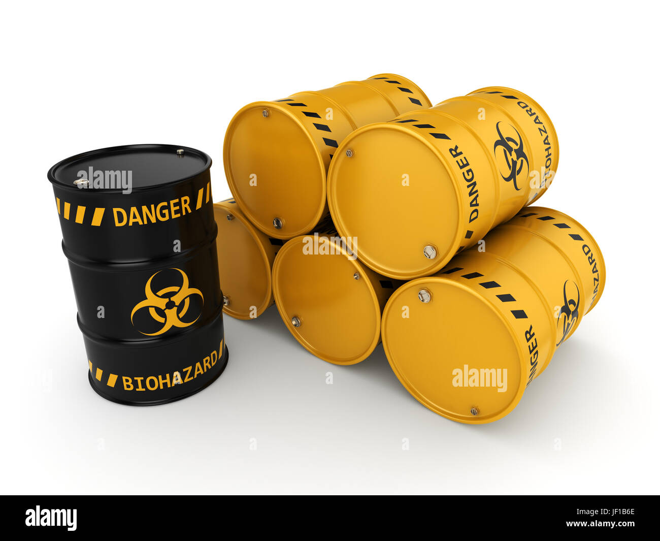 3D rendering biohazard barrels Stock Photo - Alamy