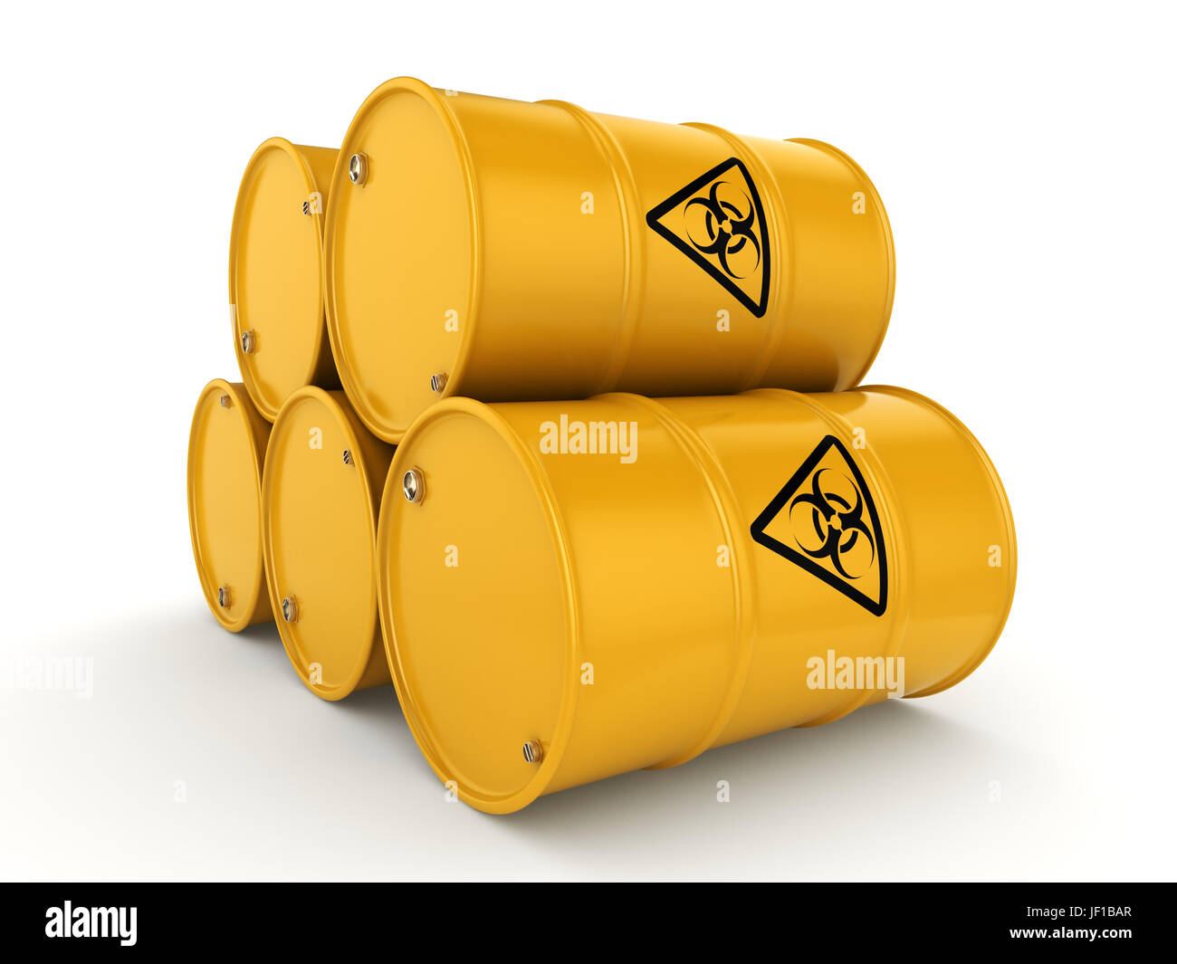 3D rendering biohazard barrels Stock Photo - Alamy