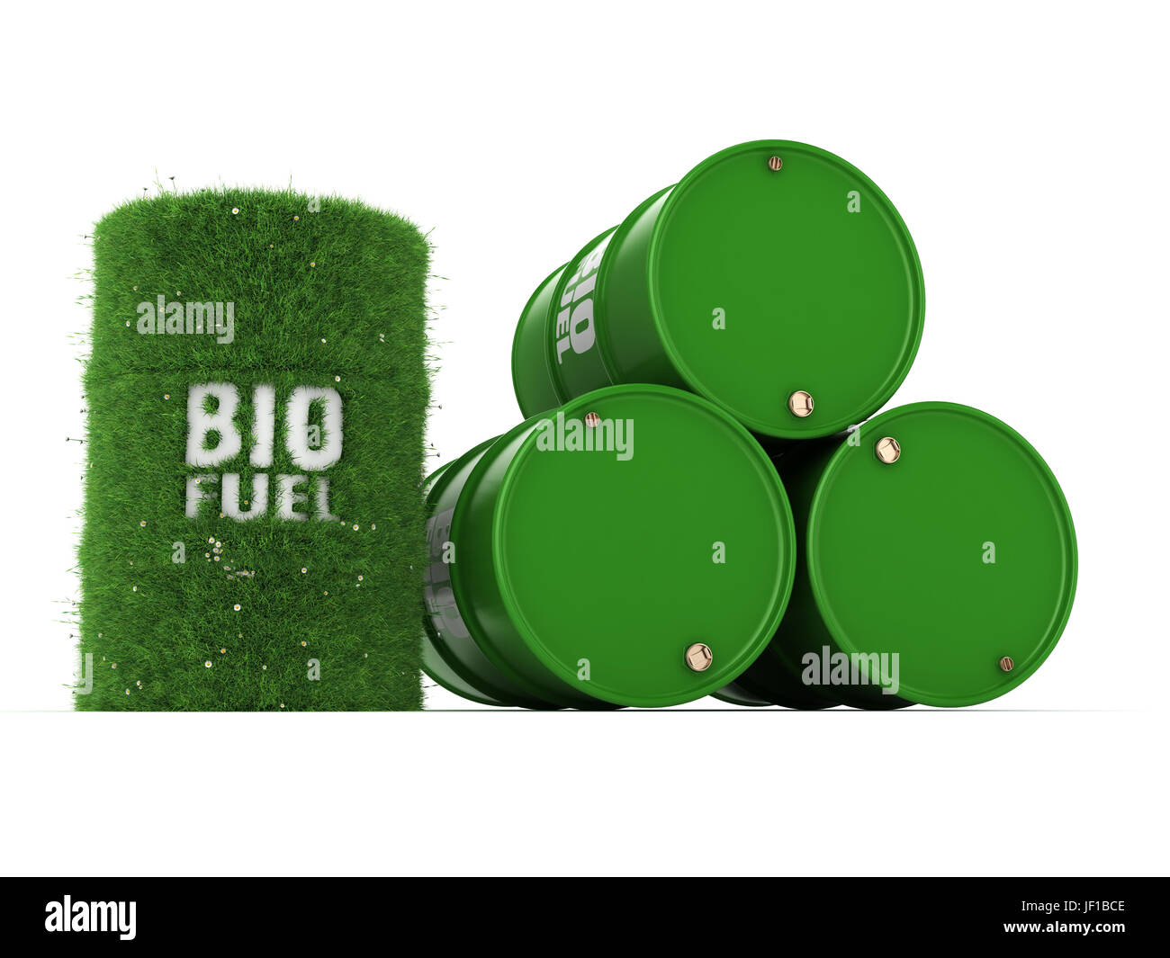 3D rendering barrels of biofuels Stock Photo - Alamy