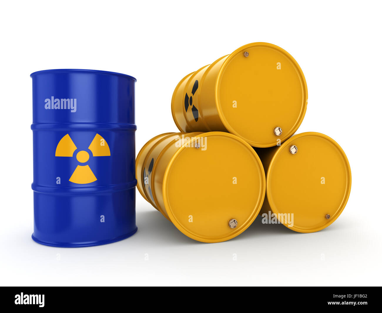 3D rendering radioactive barrels Stock Photo - Alamy