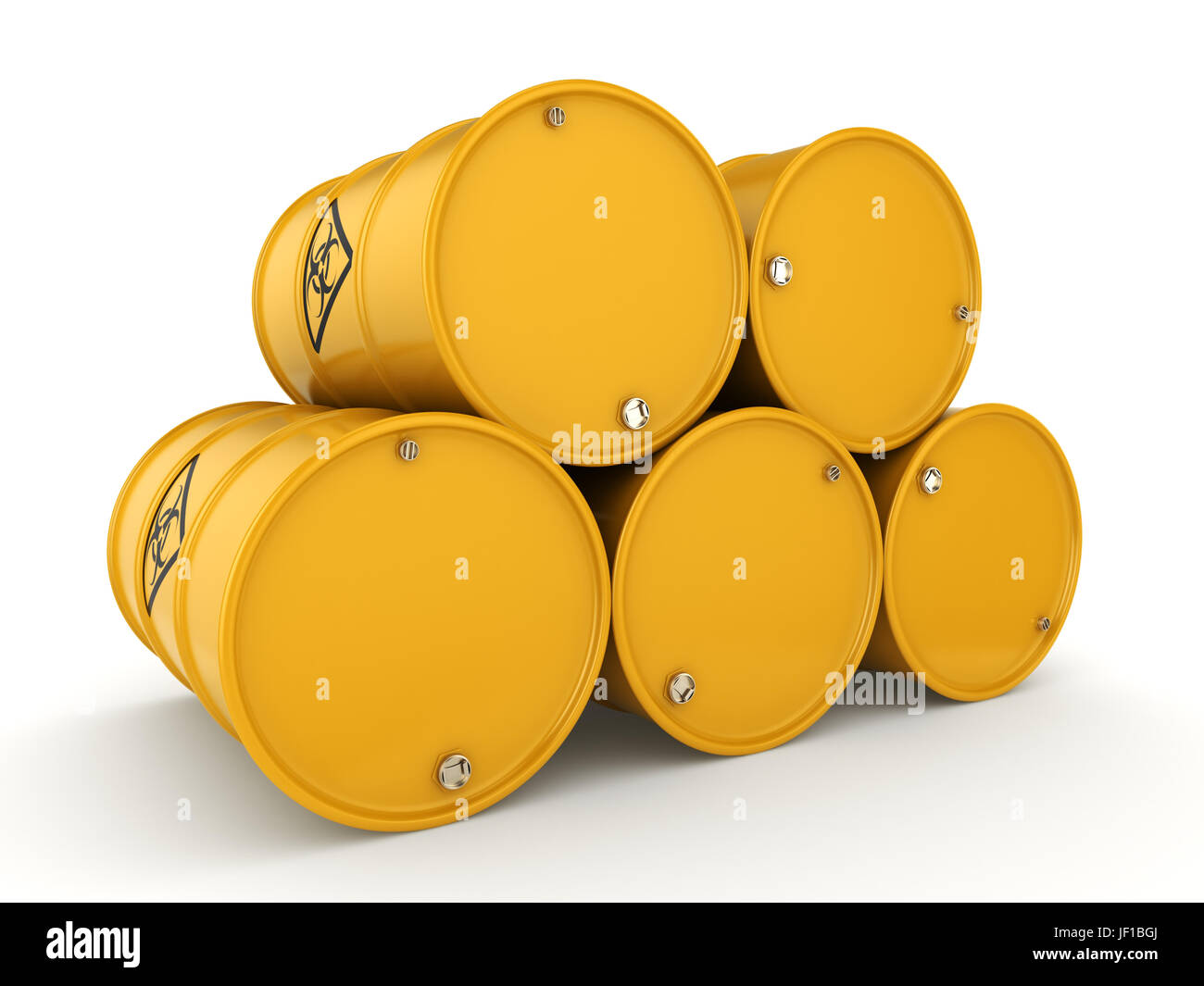 3D rendering biohazard barrels Stock Photo - Alamy