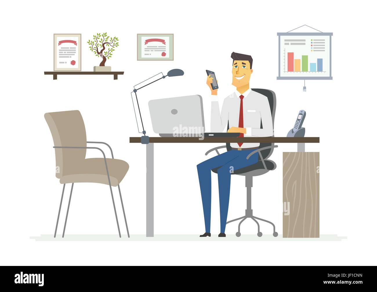 Office Man - vector flat illustration of an employer, colleague ...