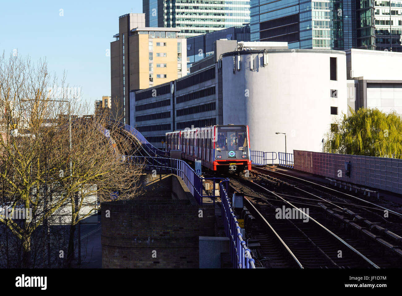 LONDON, ENGLAND - MAY 5, 2017: Canary Wharf, DLR station in London, UK ...