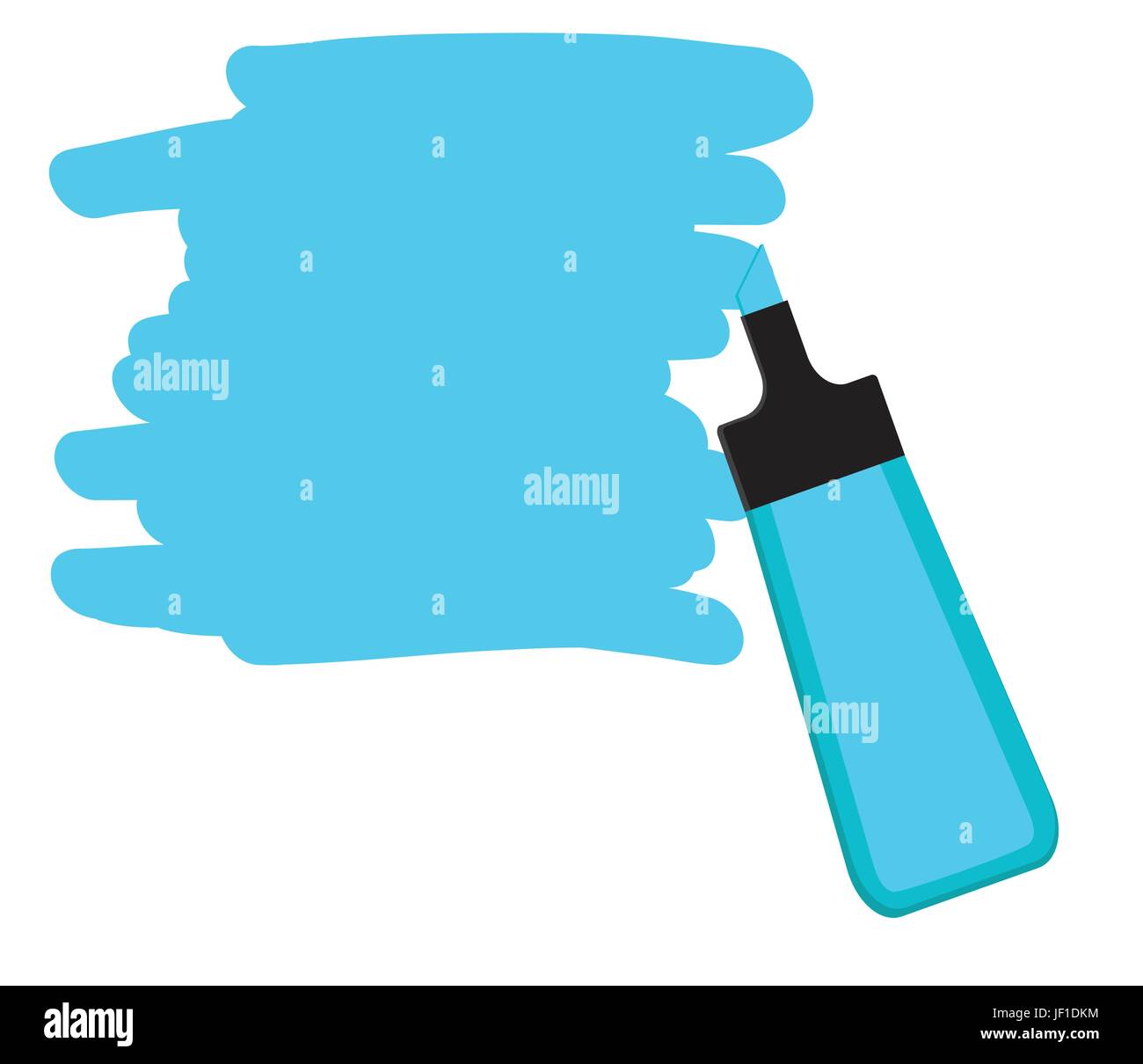 Single blue highlighter pen with hand drawn area to highlight text ...