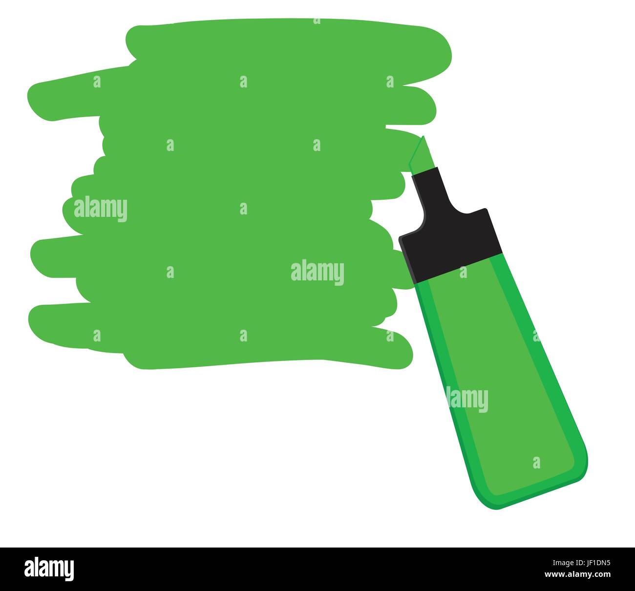 Single green highlighter pen with hand drawn area to highlight text ...