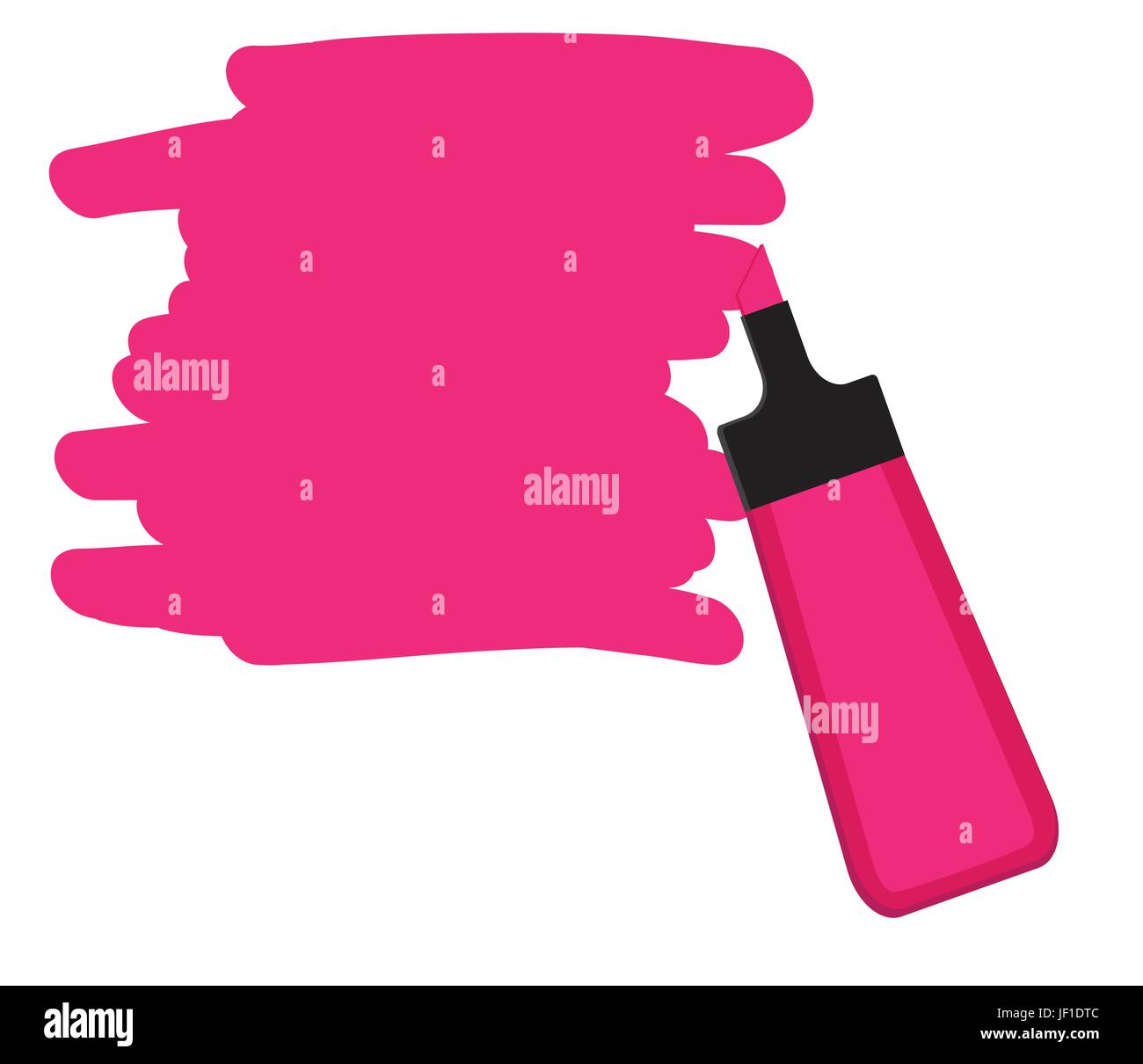 Single pink highlighter pen with hand drawn area to highlight text ...
