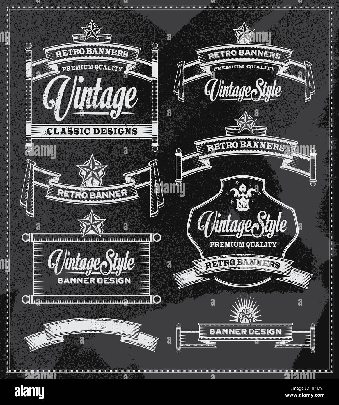 vintage, blackboard, decoration, banner, retro, vector, board, art ...