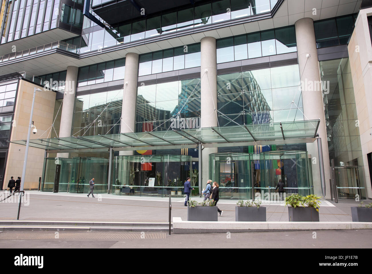 Office workers entering one of the three high rise towers at Barangaroo ...