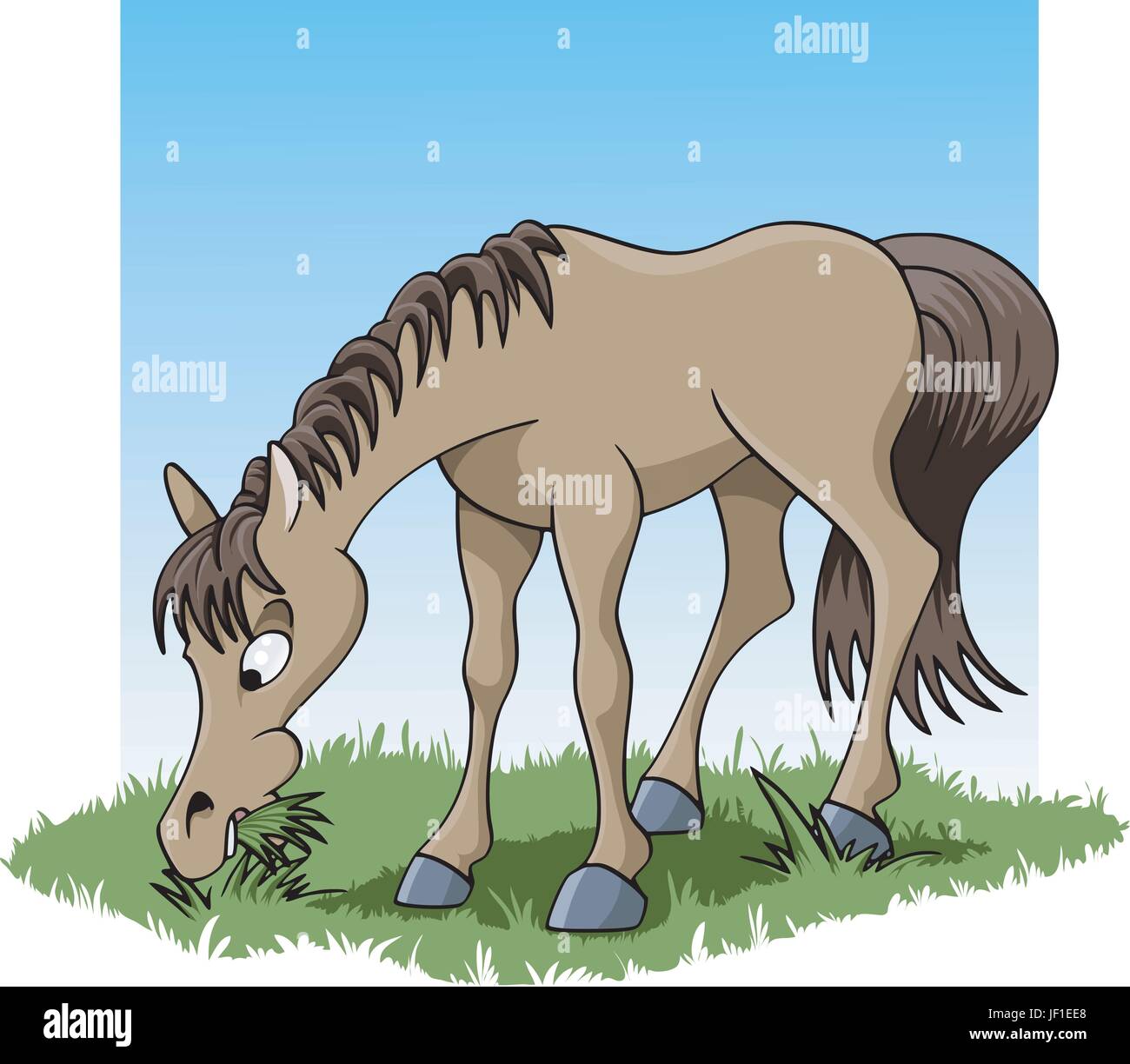 Horse eating grass Stock Vector Images - Alamy