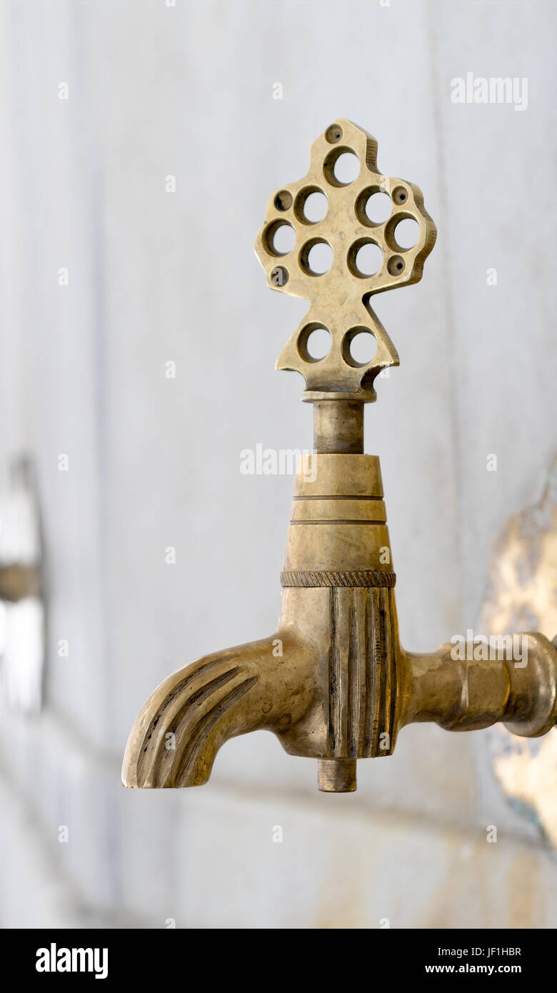 Turkish Ottoman style antique ablution tap at the ablution fountain in ...