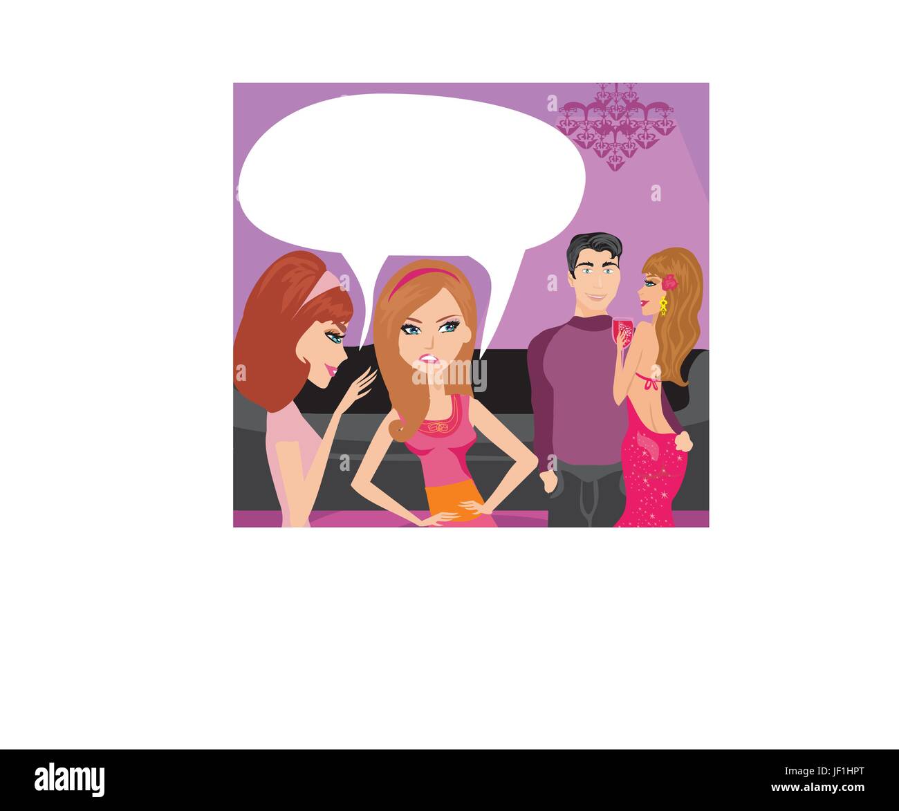 Girls gossiping about pair of lovers party hi-res stock photography and ...