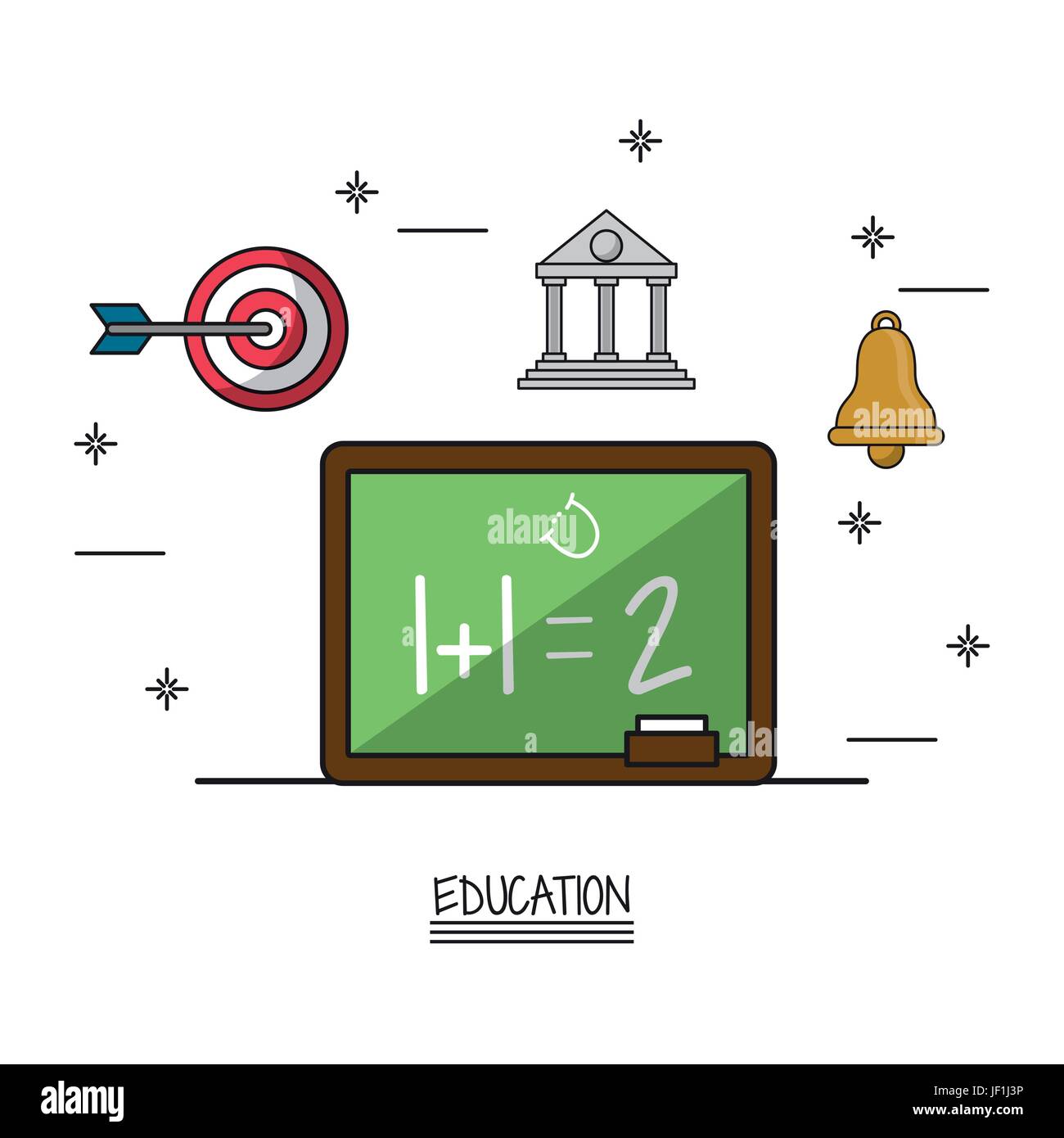 white background poster of education with blackboard in closeup and ...