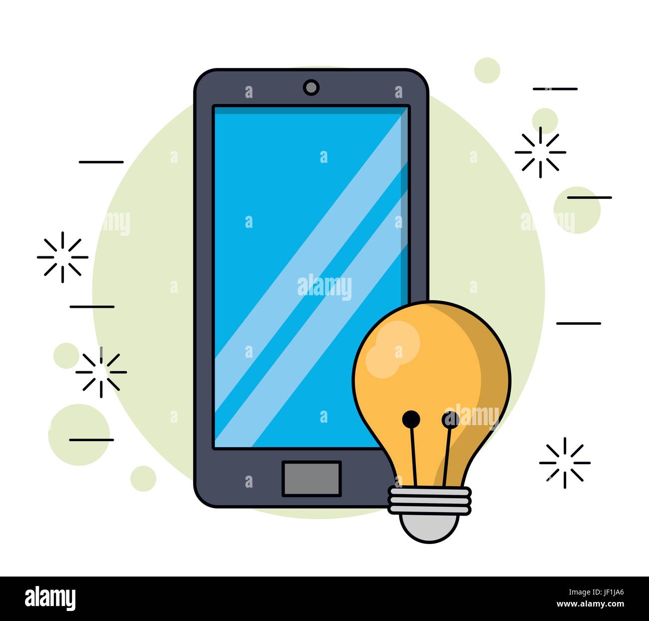 color background with smartphone and light bulb Stock Vector Image ...