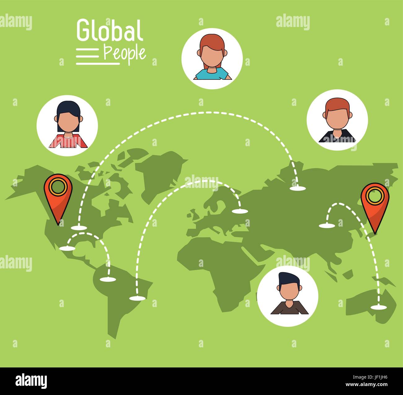 poster of global people with light green background with map of the ...