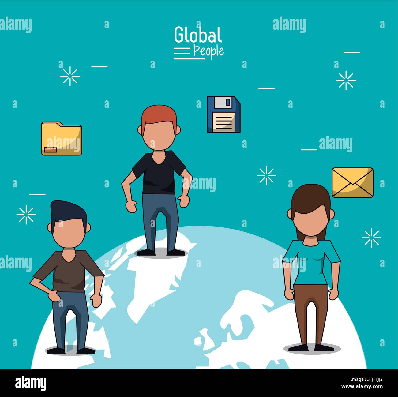 poster of global people with light blue background with people and ...