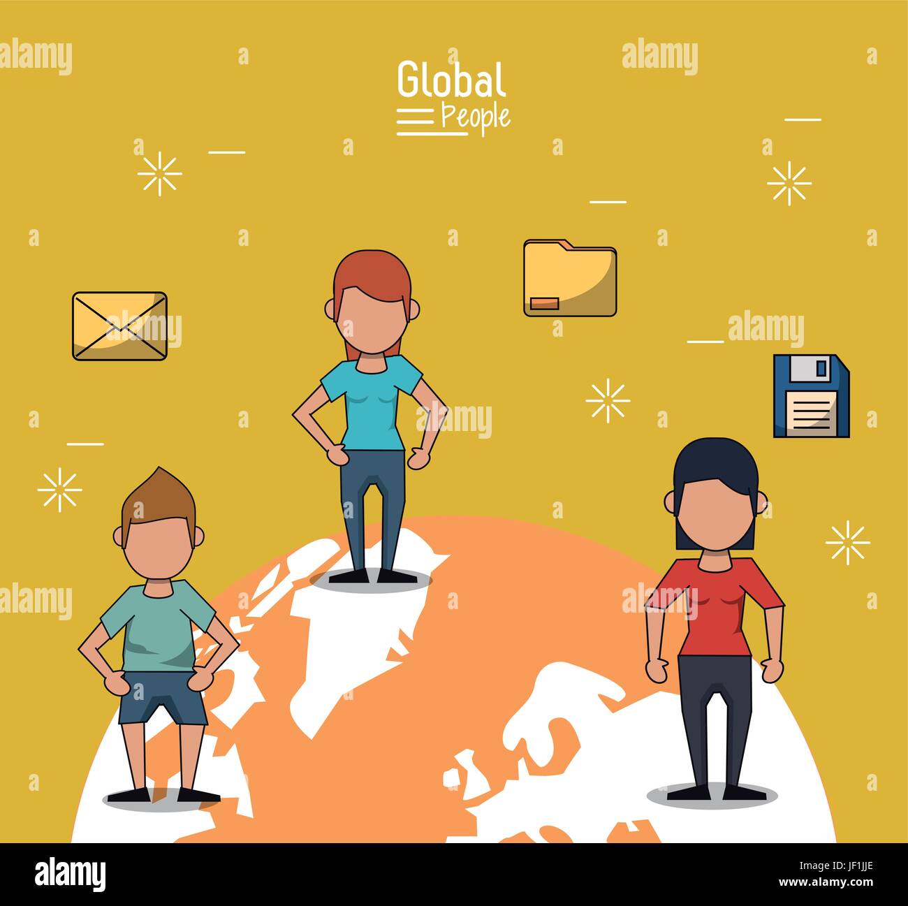 poster of global people with yellow background with people and ...
