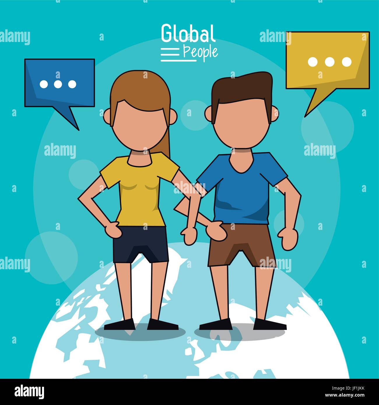 poster of global people with blue background with faceless couple in ...