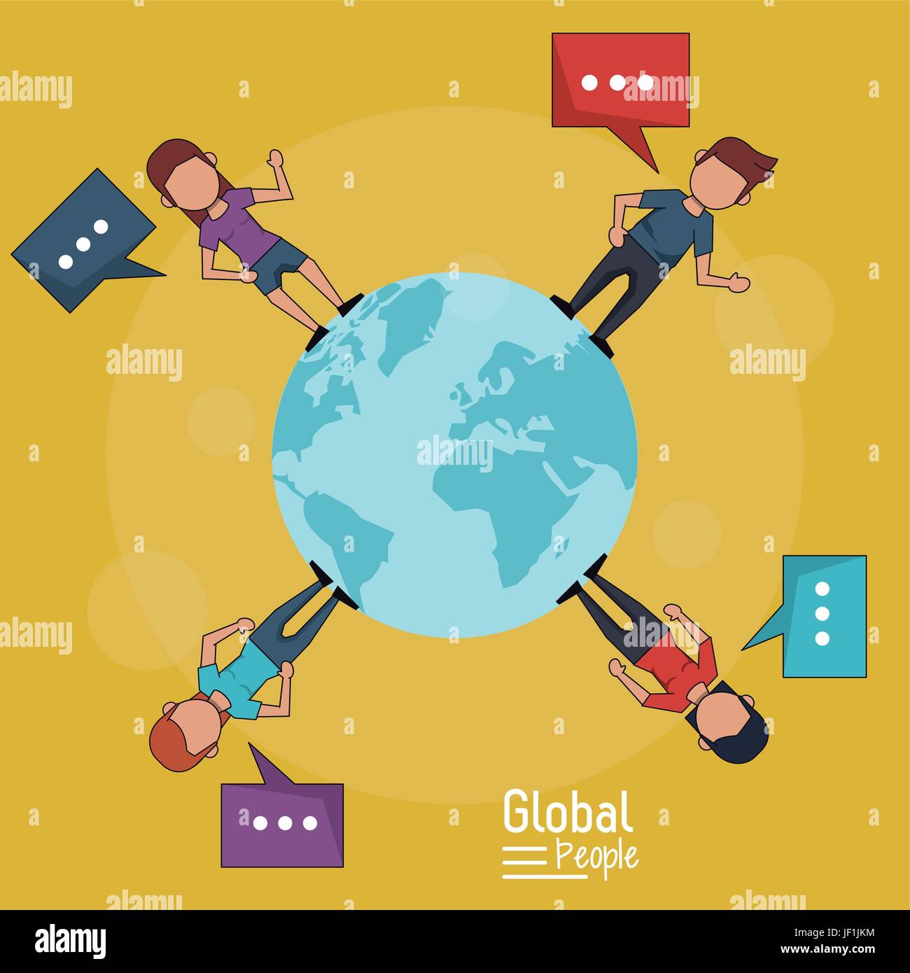 poster of global people with yellow background of planet earth and ...