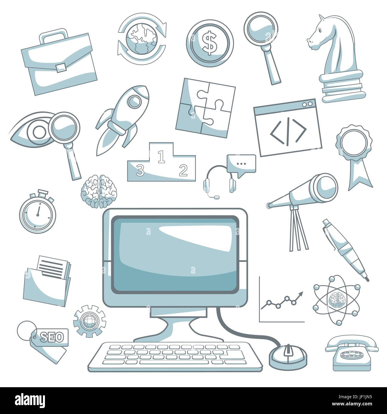 white background with silhouette color sections shading of desk ...