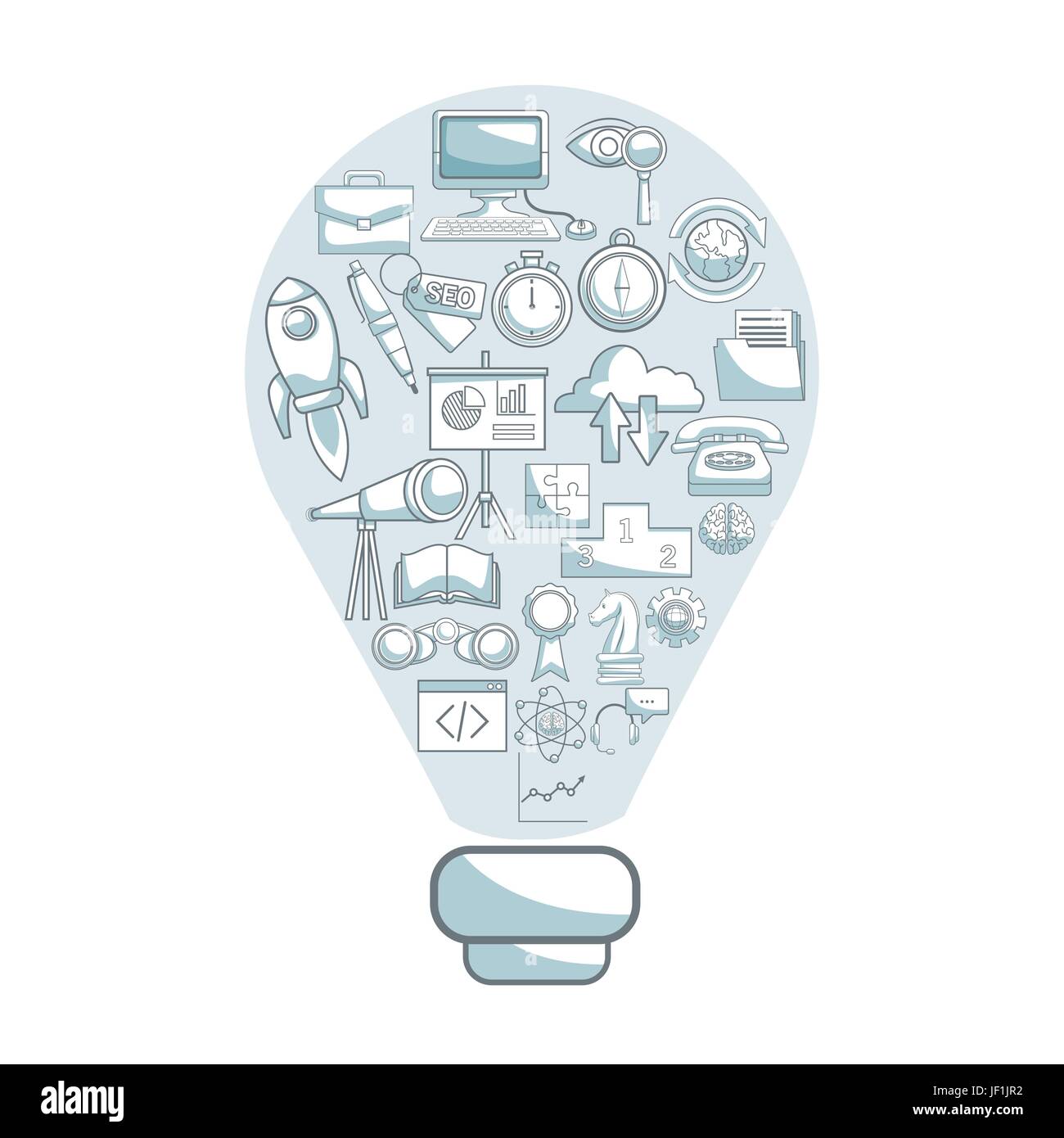 white background with silhouette color sections shading of light bulb ...
