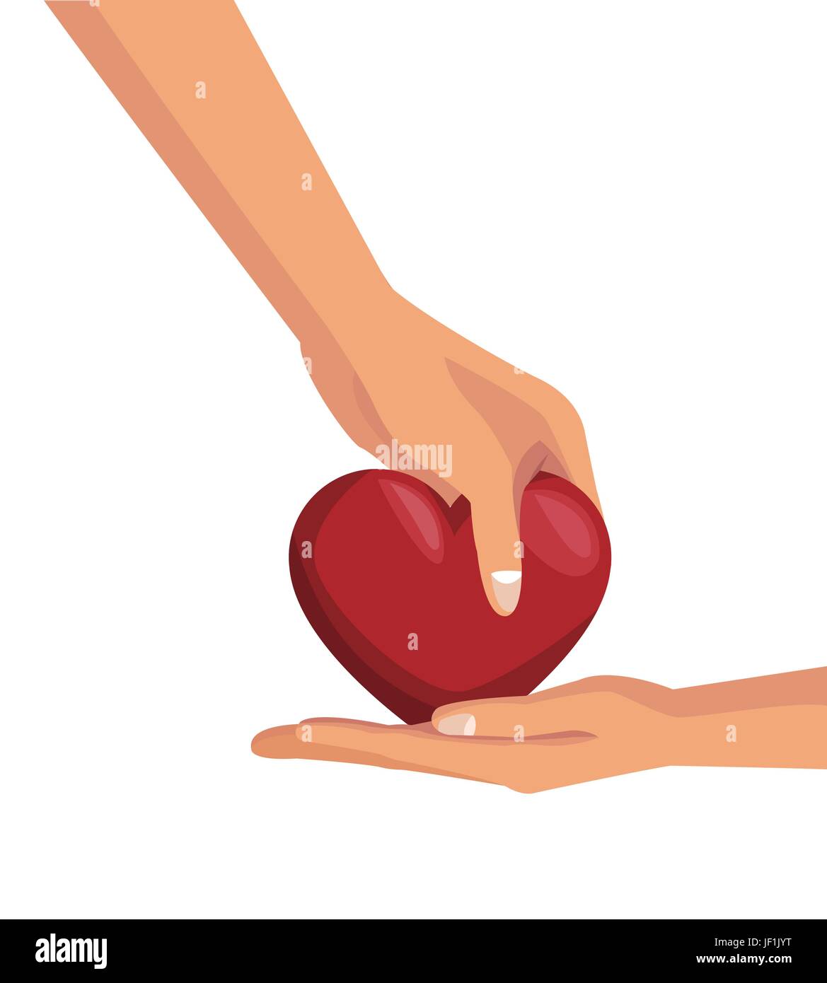 white background with colorful hands giving a heart to other palm Stock ...