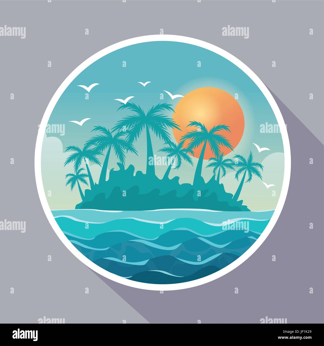 Sunshine landscape boat Stock Vector Images - Alamy