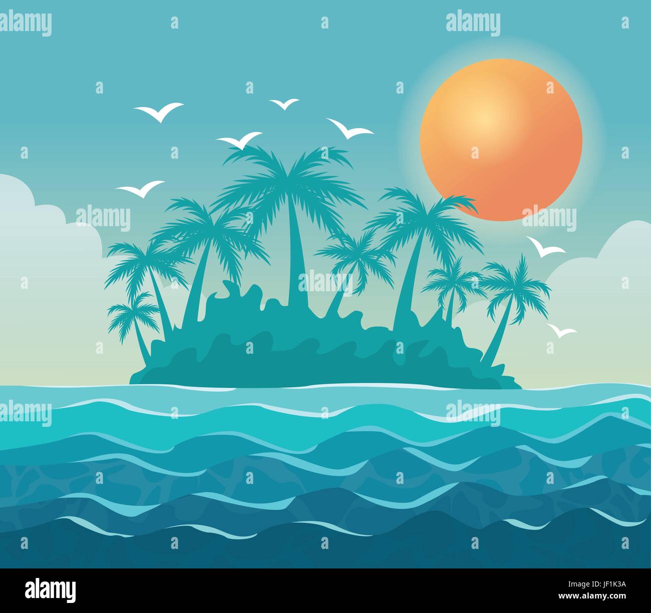 Beach in sunset time Stock Vector Images - Alamy