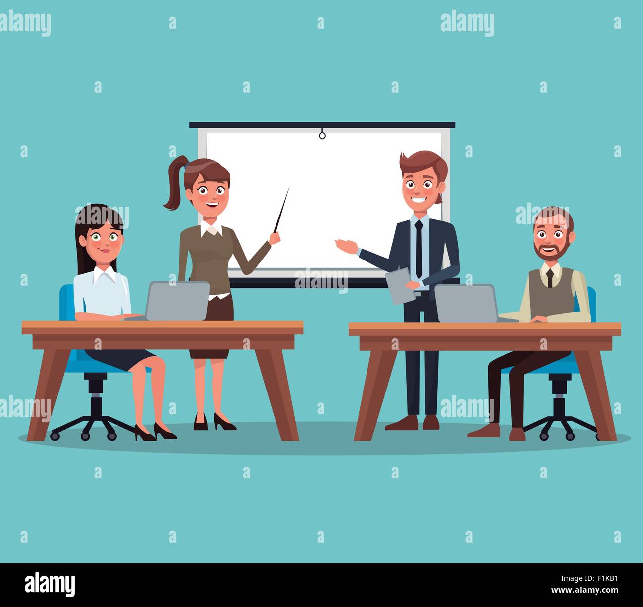 color background executive group of people in presentation Stock Vector ...