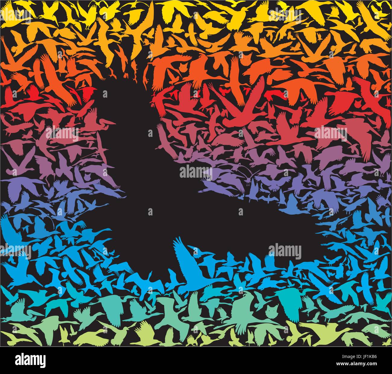 flight, animals, birds, formation, rainbow, predator, eagle, vector ...