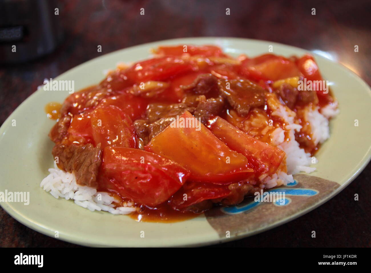 Chinese food, Tomato Beef Rice Stock Photo - Alamy