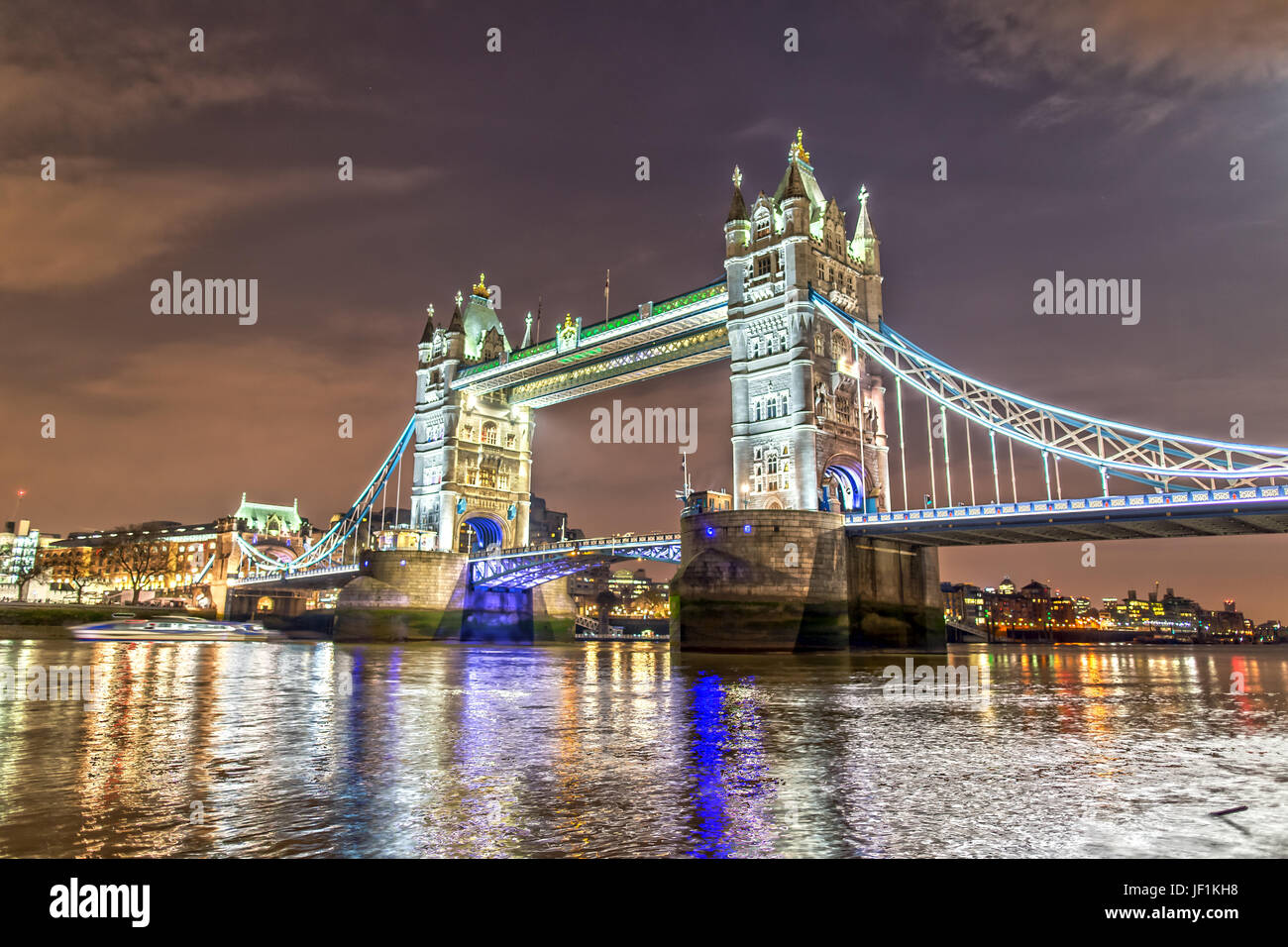 London Tower Bridge at Night Stock Photo - Alamy